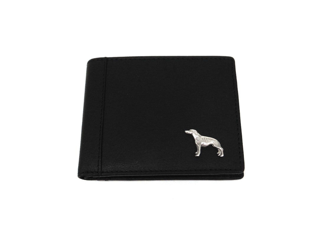 Greyhound Design Black Real Leather Wallet Greyhound Gift Dog Dad Gift ...