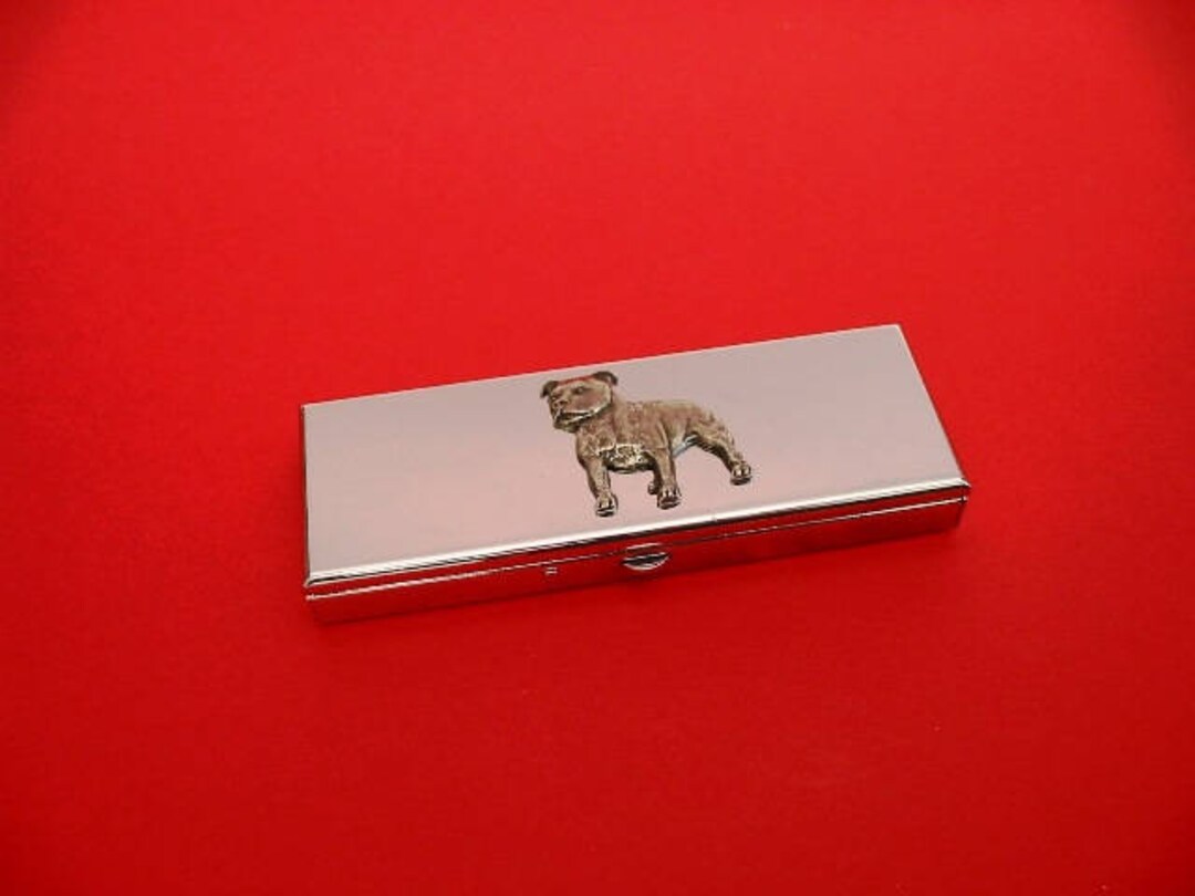 Staffordshire Bull Terrier Design Seven Day Chrome Pill Box ...