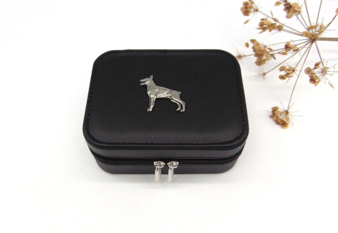 Doberman Pinscher on Black Travel Jewellery Box / Travel Accessory ...