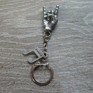 Rock on & Music Notes Pewter Keyring - Unique Fathers Day Gift - Heavy ...