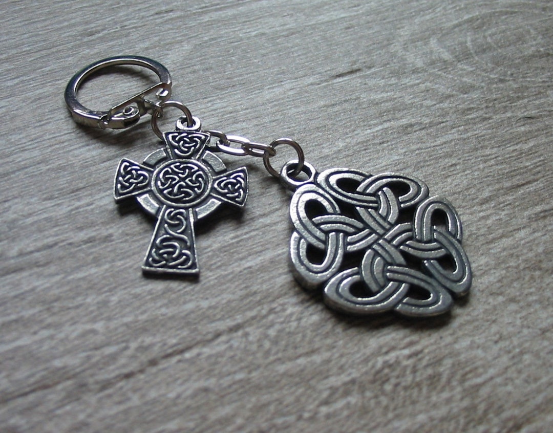 Celtic Cross & Celtic Knot Pewter Combo Keychain - Celtic Keyring for ...