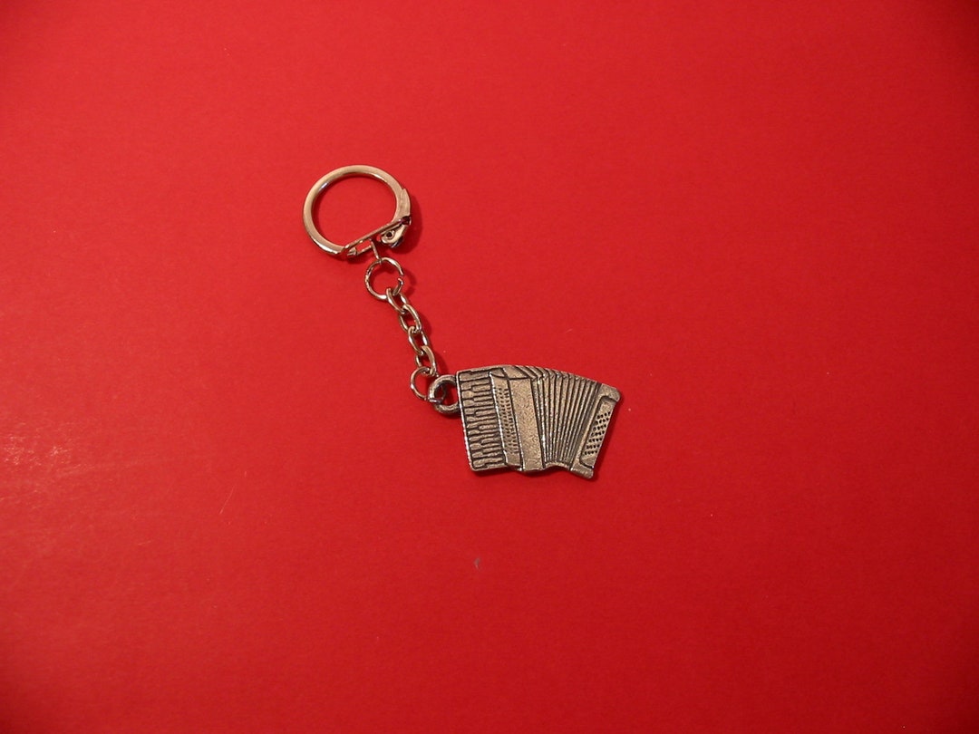 Piano Accordion Pewter Motif Keyring Musician Teacher Country Music ...