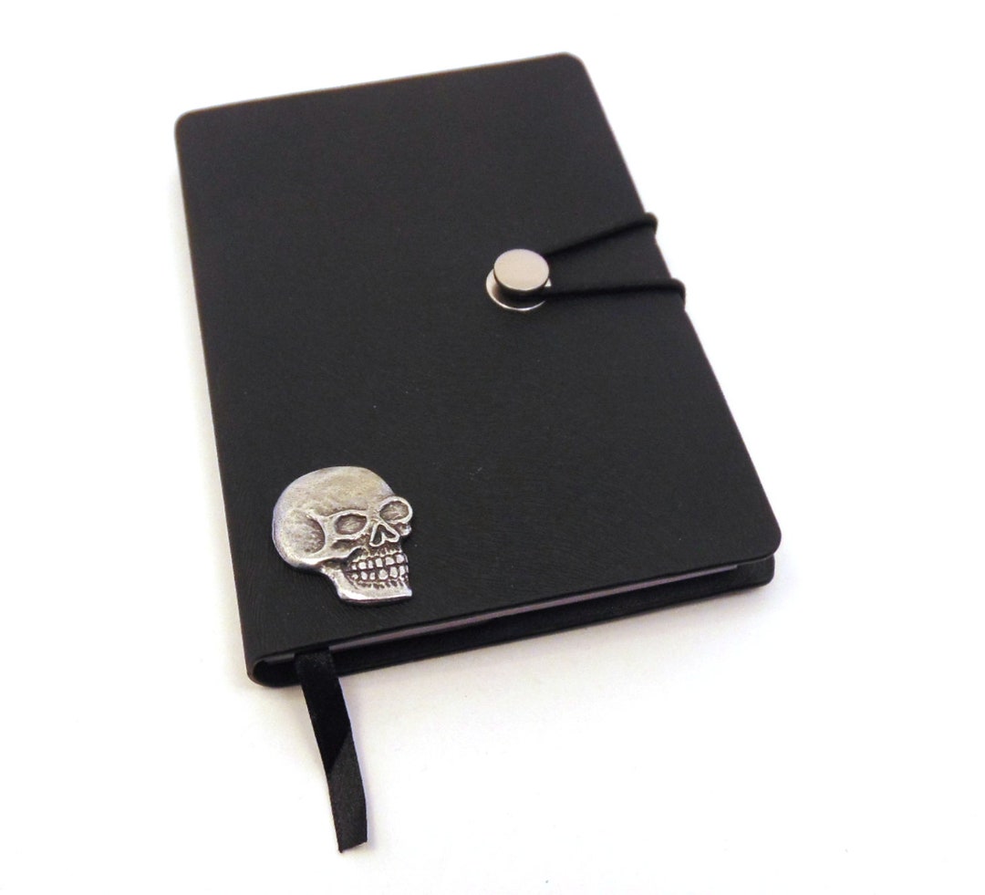 Skull Design A6 Black Notebook - Skull Gift - Writer's Journal - Gothic ...