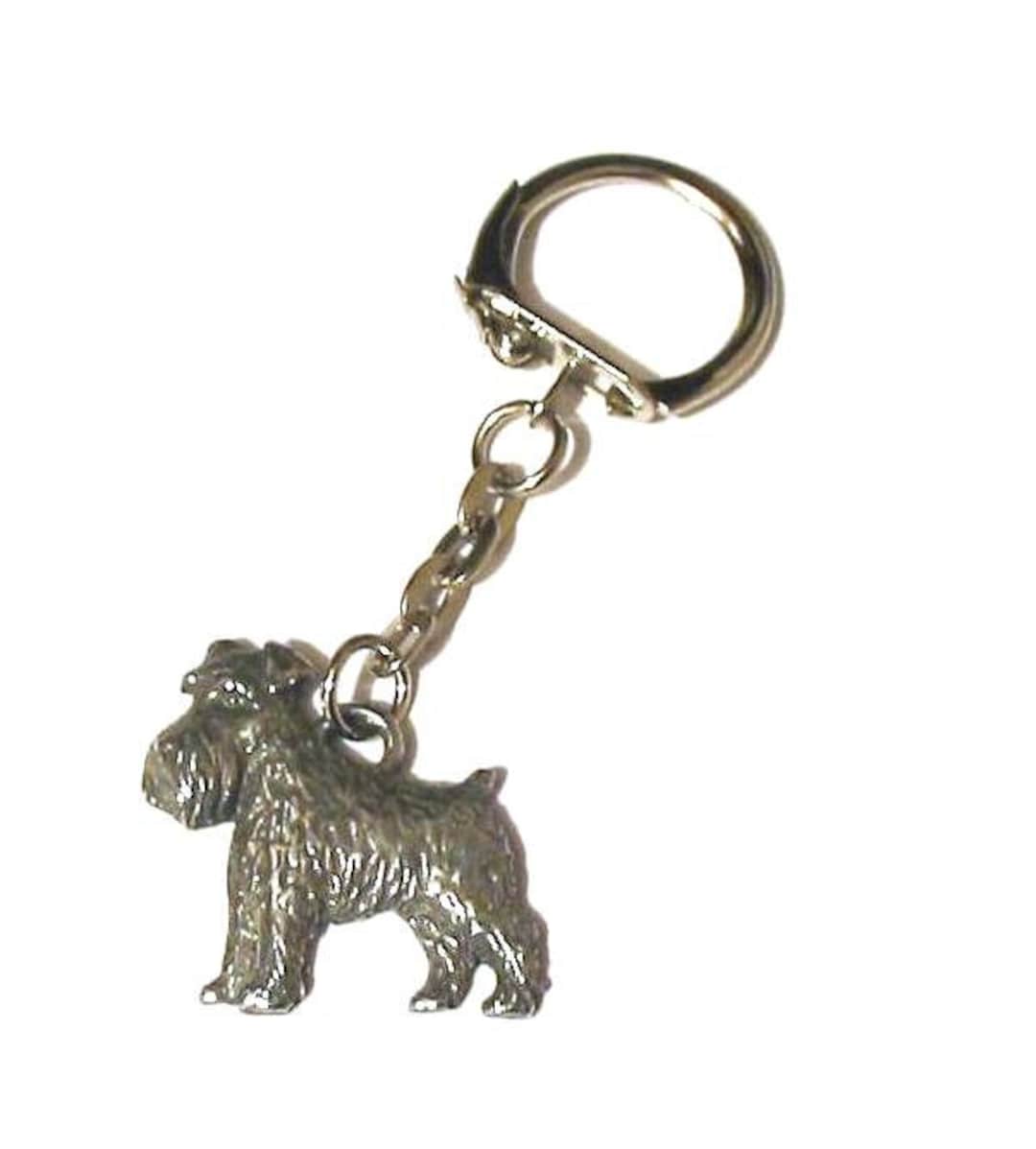 Miniature Schnauzer Design Pewter Keyring, Pet Dog Schnauzer Charm ...