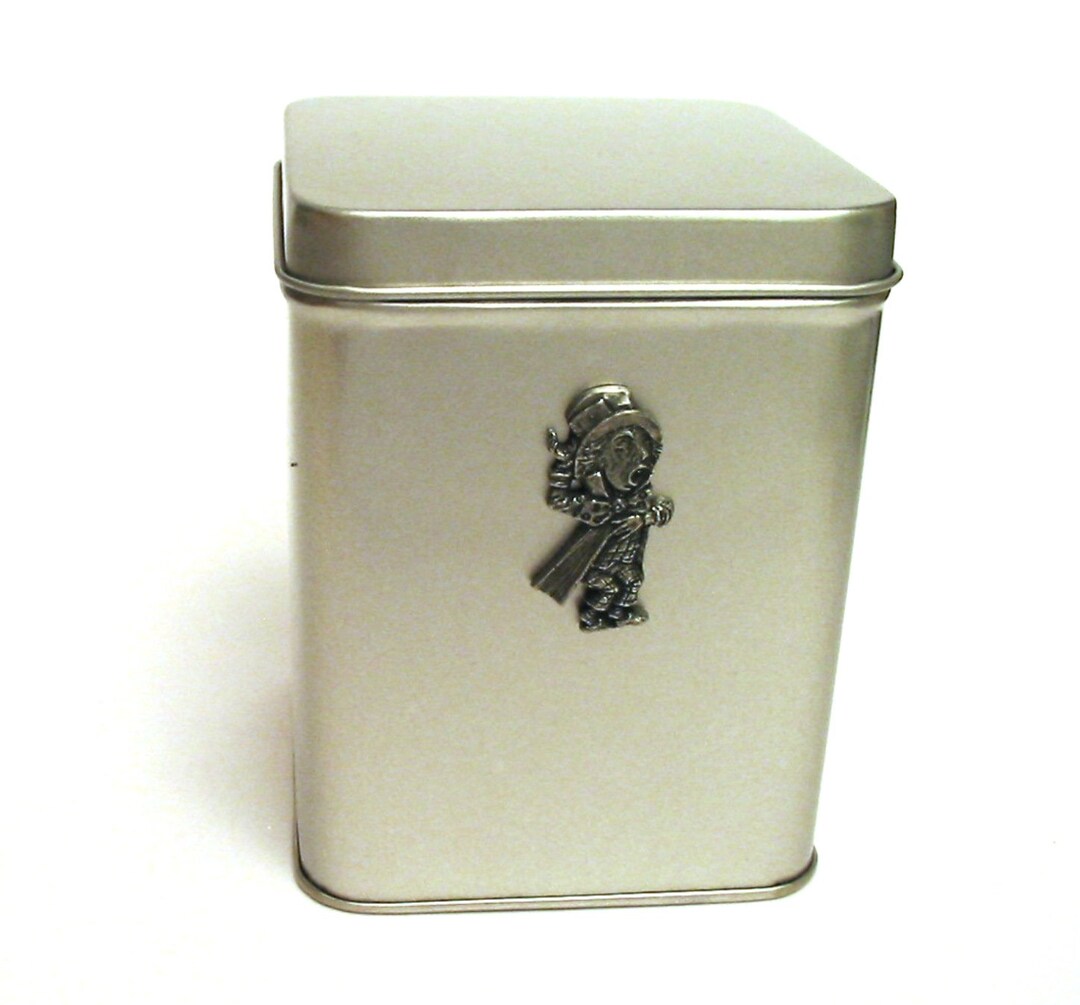 Mad Hatter Design Delightful Tin Tea Caddy With Pewter Motif - Etsy