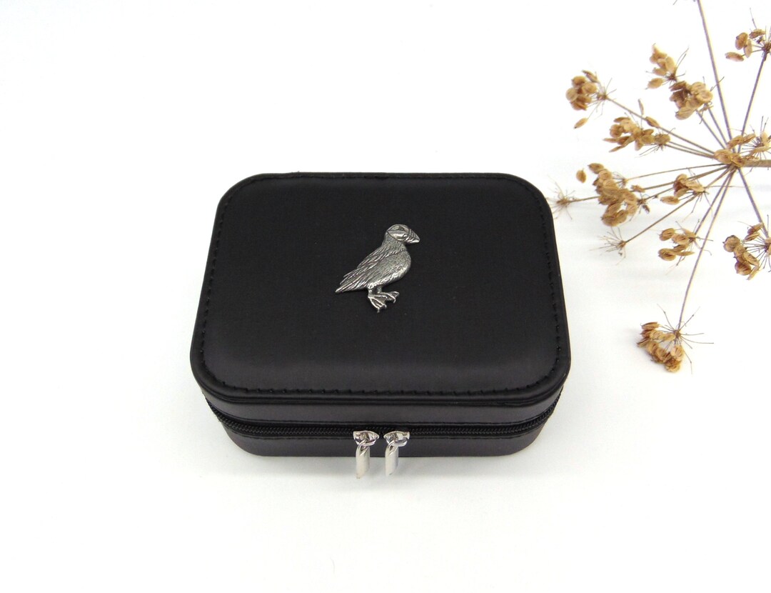 Puffin Design Black Travel Jewellery Box - Puffin Gift - Travel ...