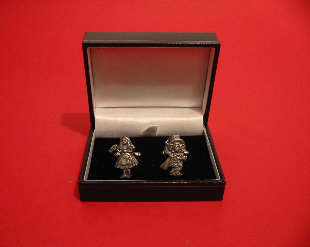 Alice & Mad Hatter Design Pewter Cufflinks Gift Boxed - Alice in ...