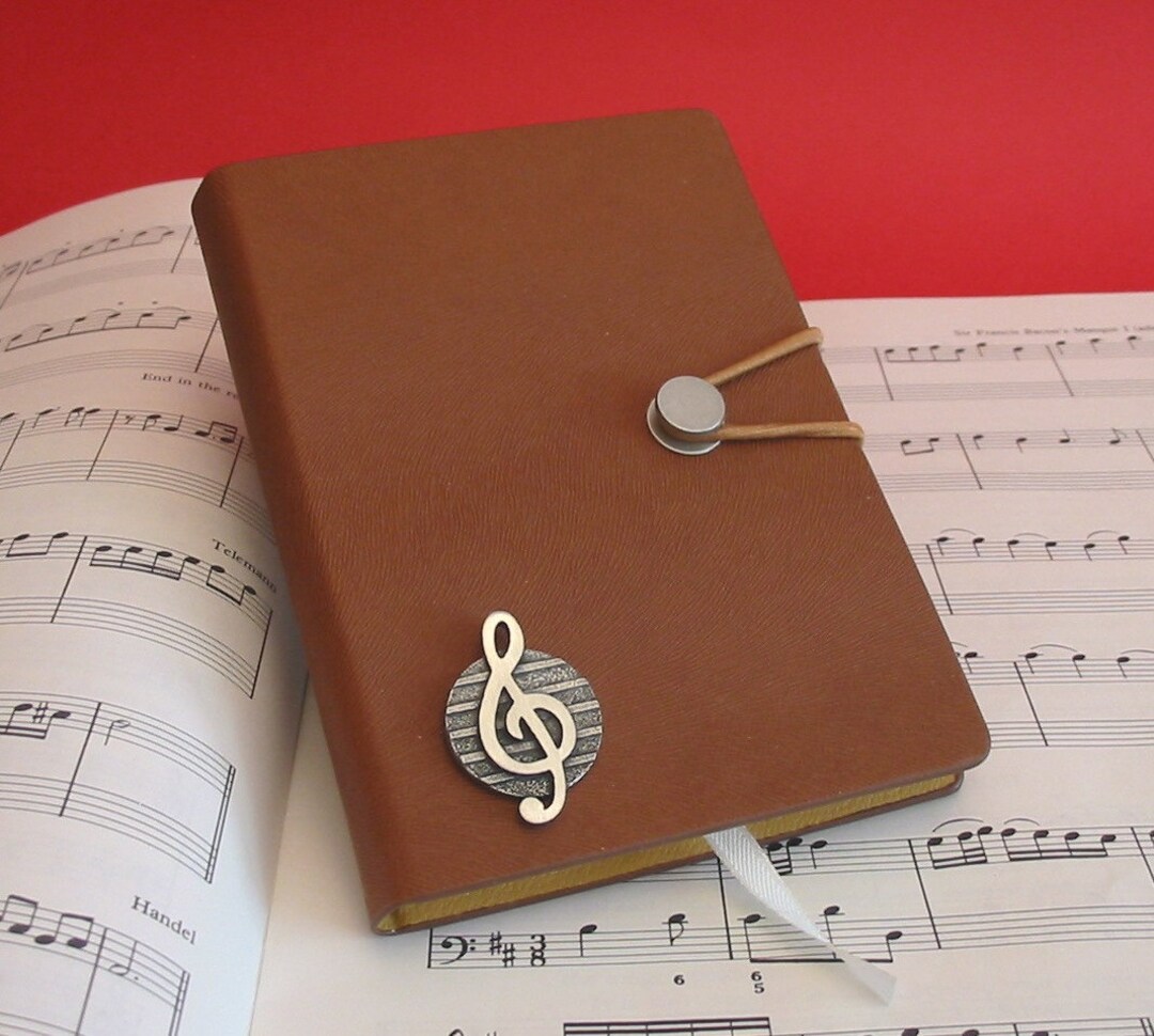 Treble Clef Design A6 Tan Notebook - Dad Christmas Gift - Music Journal ...