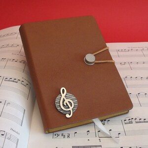 Treble Clef Design A6 Tan Notebook - Dad Christmas Gift - Music Journal ...