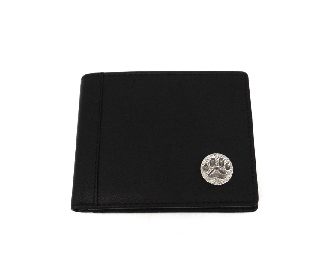 Dog Paw Print Design Black Leather Wallet - Dog Wallet - Dog Dad Gift ...