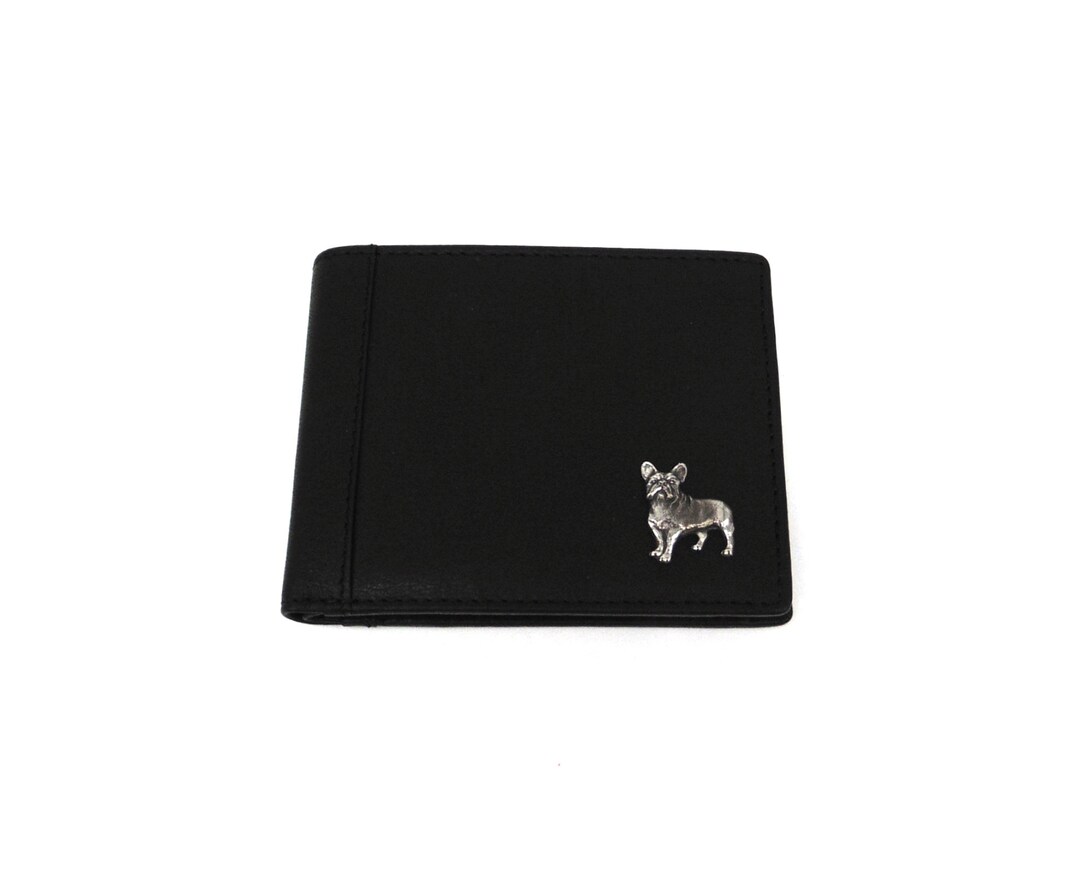 French Bulldog Design Black Real Leather Wallet - French Bulldog Gift ...