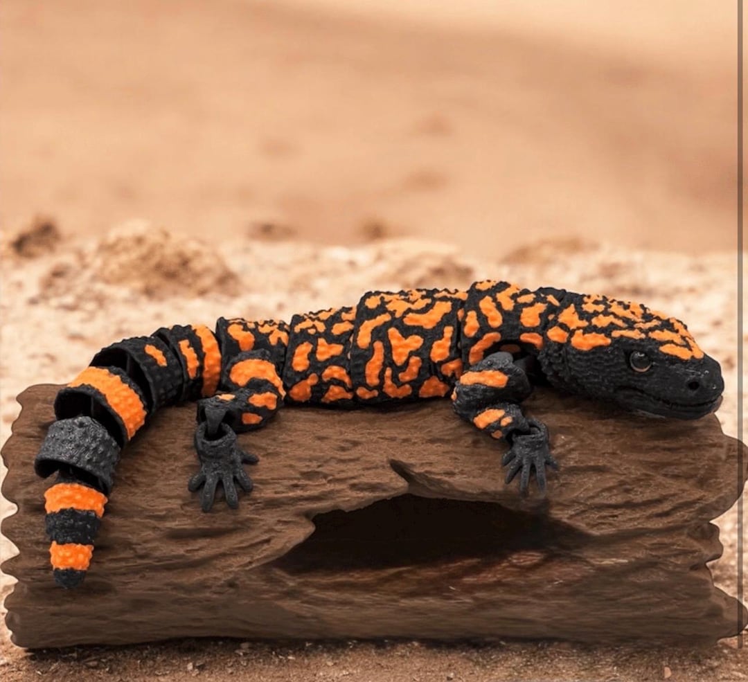 Articulated Gila Monster Flexi Toy | Realistic Black and Orange 3D ...