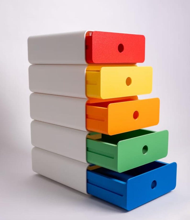 Stackable Rainbow Drawer Organizer | Colorful Desk Storage Box | 3D ...