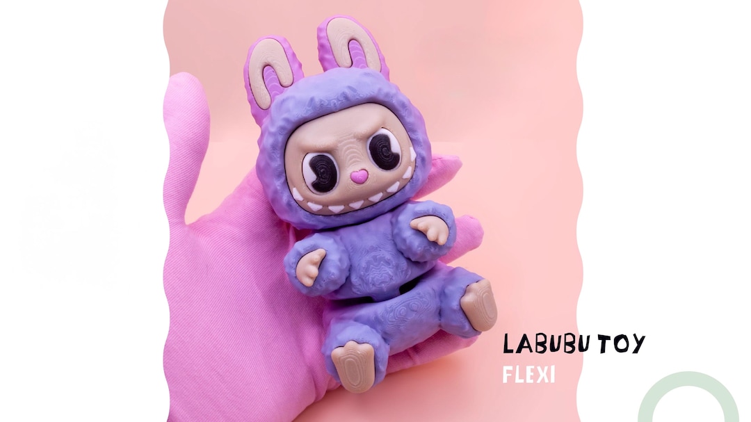 Articulated Labubu Keychain Fidget Toy – 3D Printed Flexi Bunny Figure ...