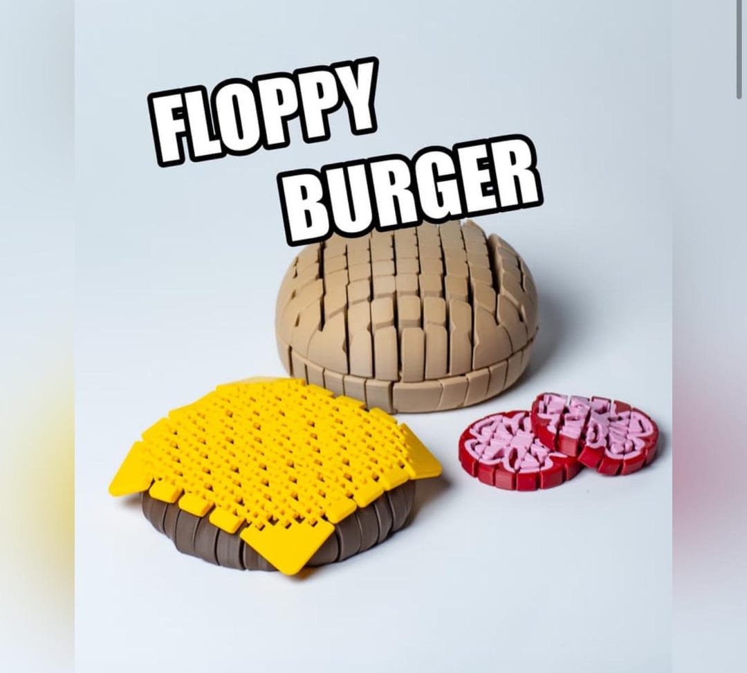 Floppy Cheeseburger Fidget Toy – Articulated Burger Stress Relief Toy ...