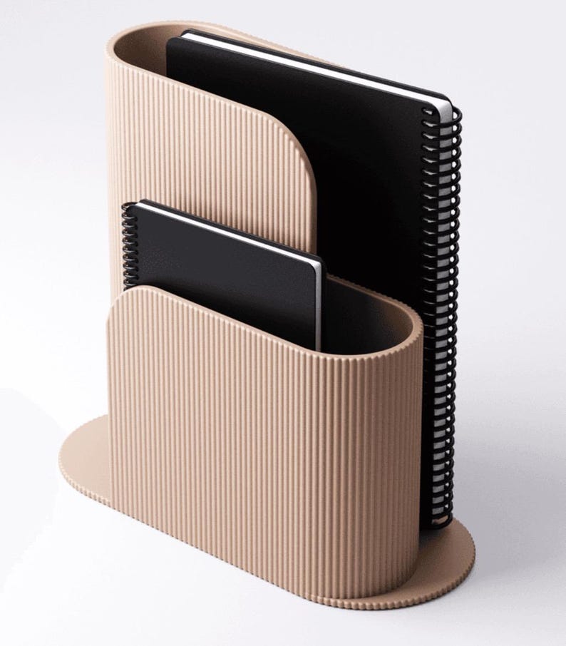 Modern Desk Notebook Holder Organizer – Ribbed Office Decor for ...