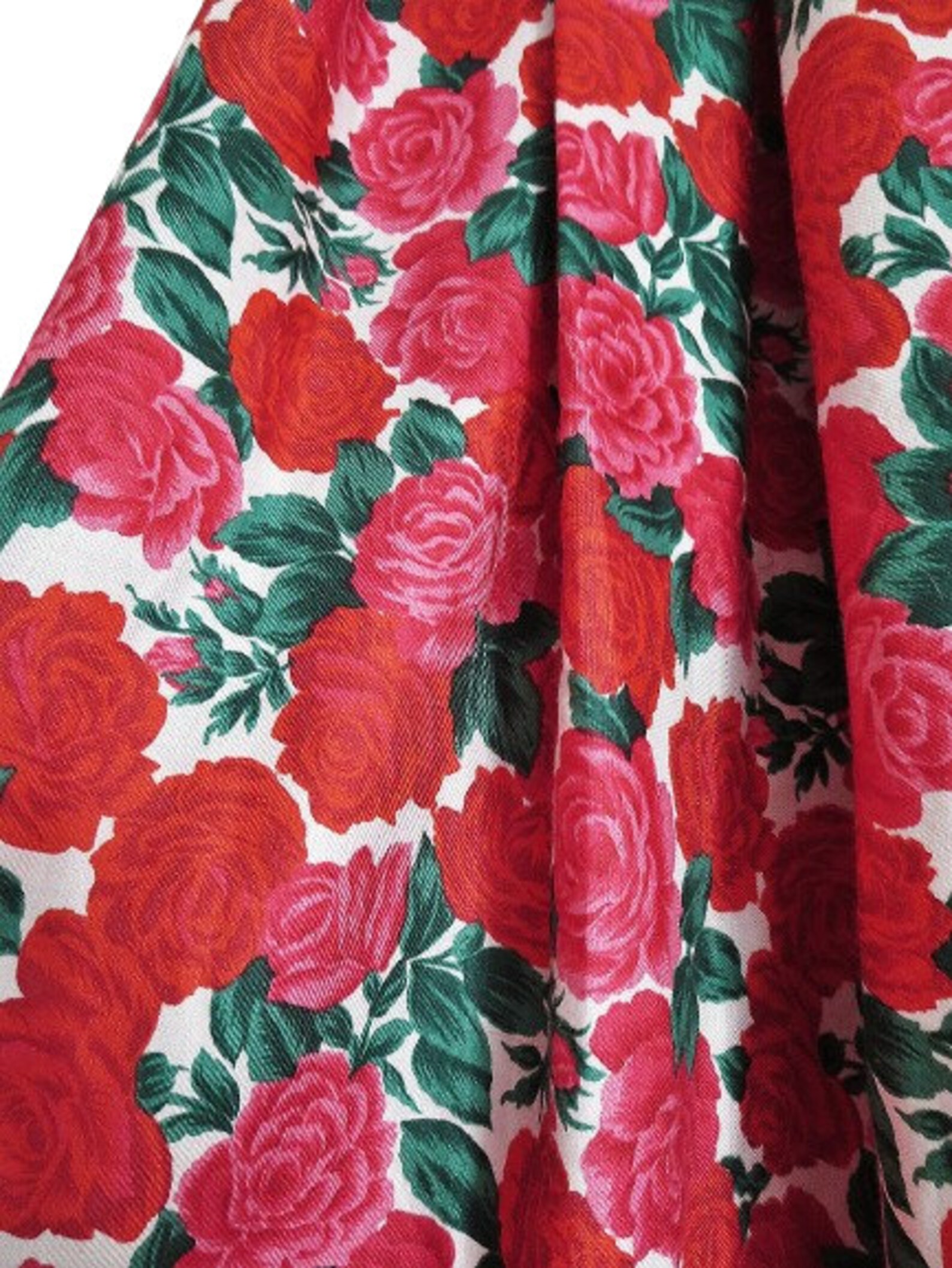 1990s Midi Skirt / Floral Skirt / Red Roses Print / Pleated Midi Skirt ...