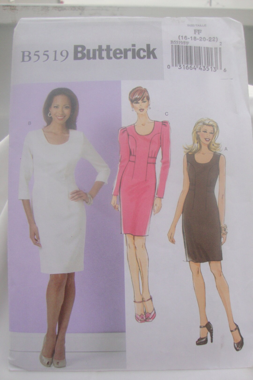 Butterick 5519 Women's Dress Pattern Plus Size 16-22 - Etsy