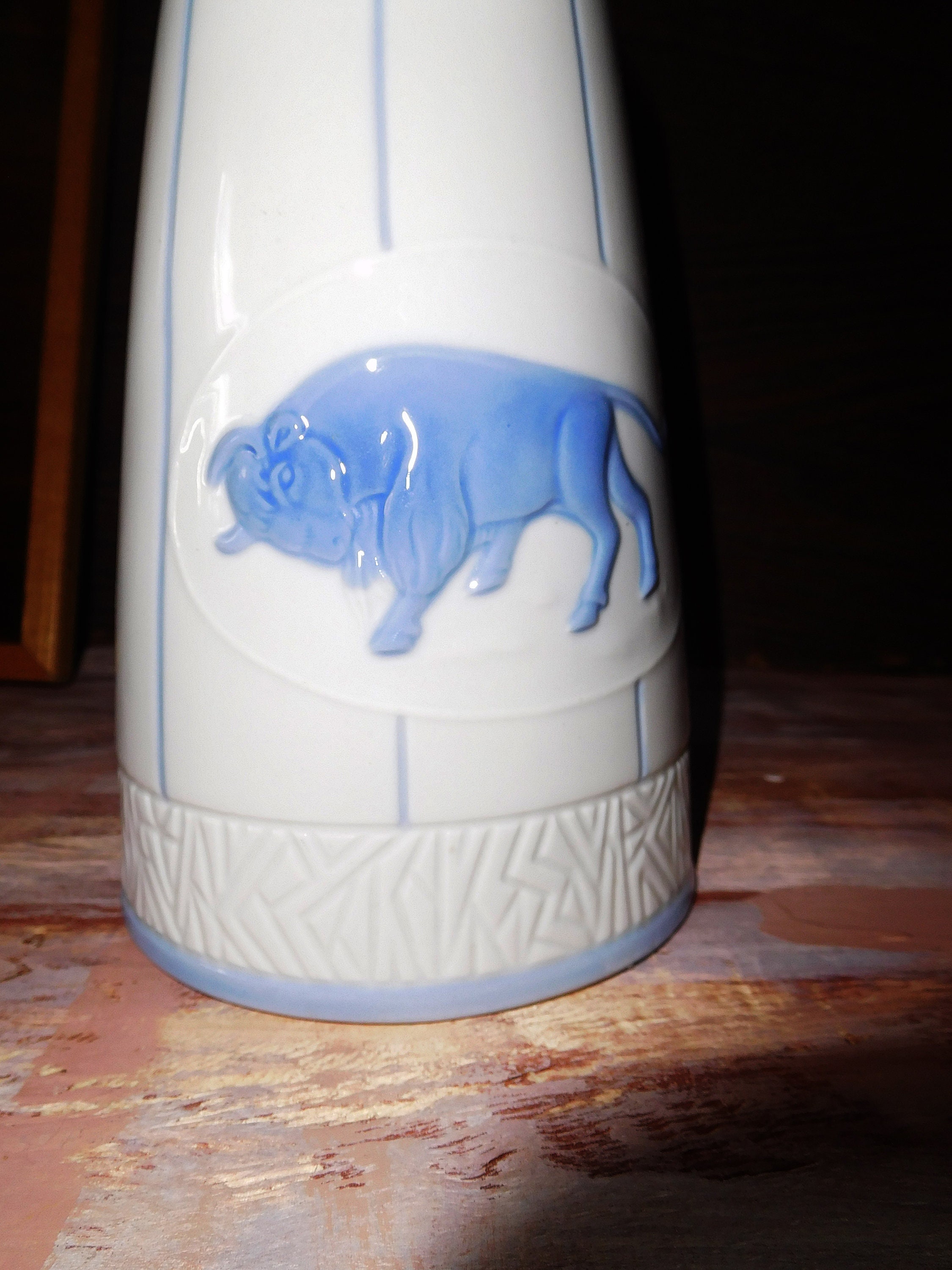 Vintage Blasuer Bison/vodka Bottle/alcohol Bottle/porcelain - Etsy
