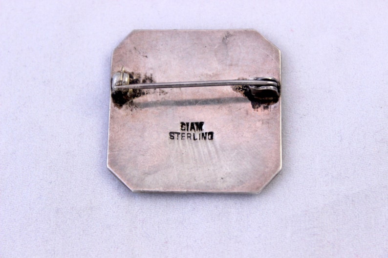 Siam Silver Brooch Square Siam Silver Brooch Niello Dancing - Etsy