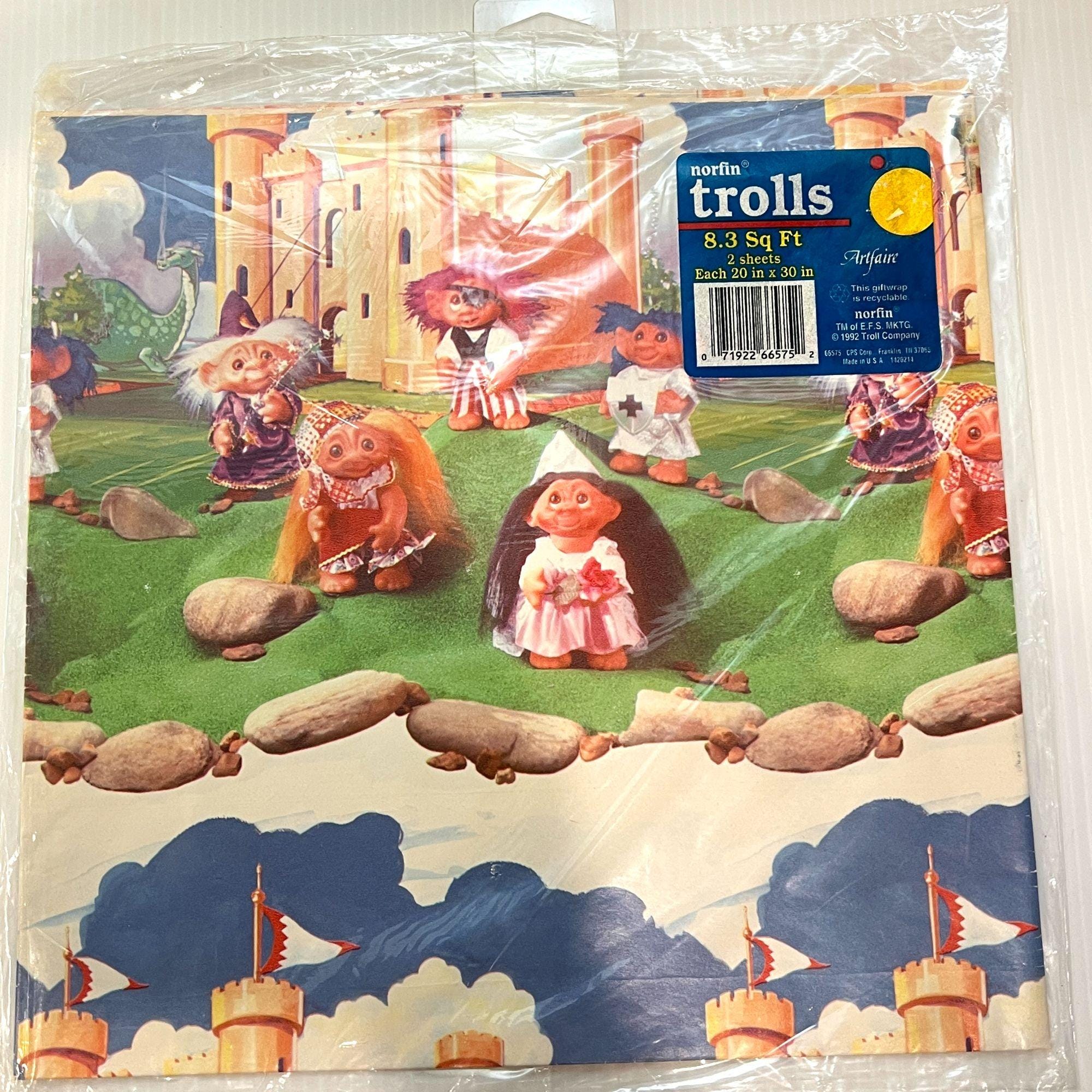 Norfin Trolls Flat Wrapping Paper Castle Theme Troll Figures Gift Wrap ...
