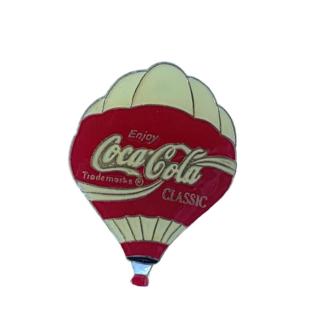 Enamel Coca Cola Hot Air Balloon Pinback Button Pin Coke Etsy