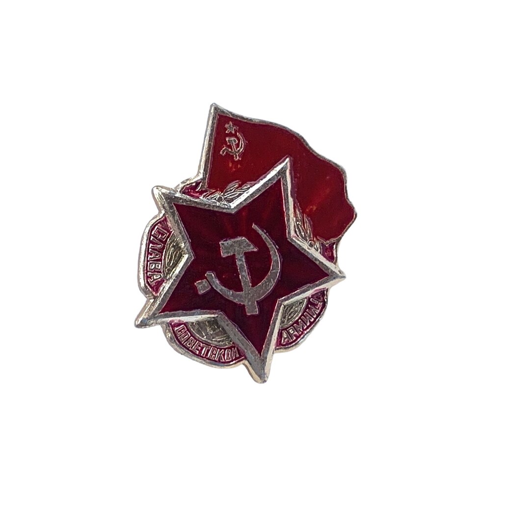 Red Enamel CCCP Star Flag Pinback Button Pin Hammer Sickle Soviet ...