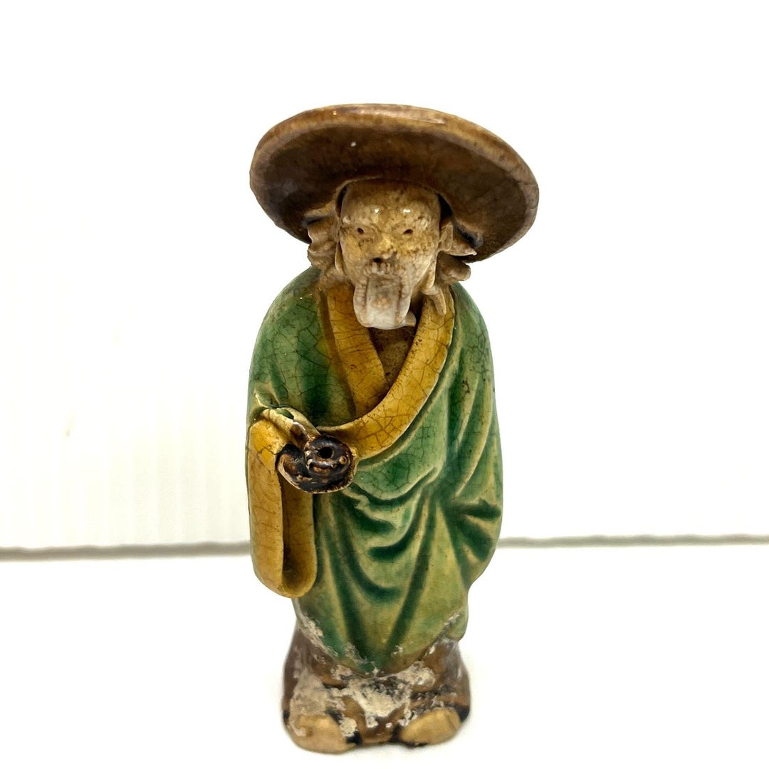 Vintage Mudman Clay Wise Man Figurine With Hat & Flowing Robe Mud Ware ...