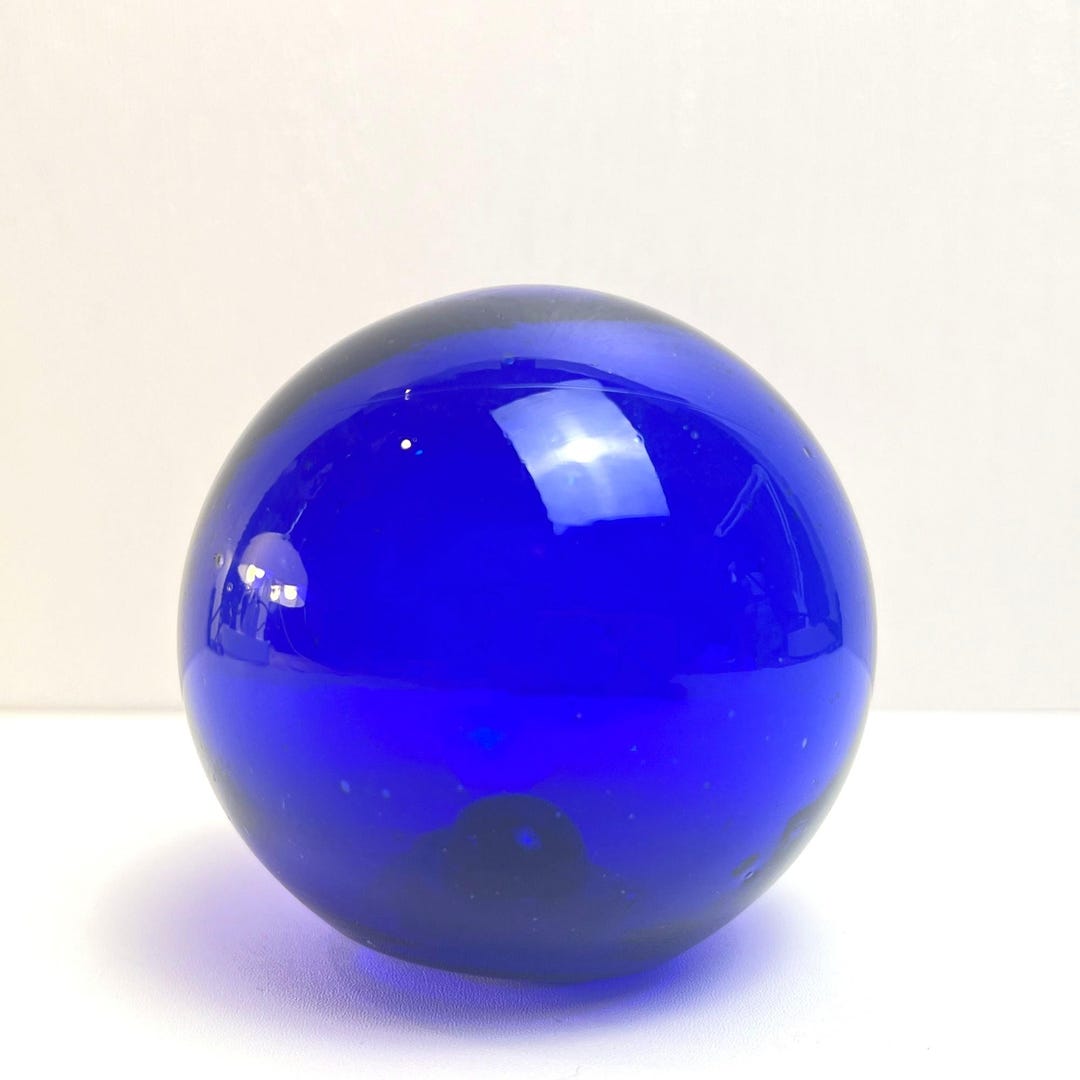 Vintage Cobalt Blue Glass Sphere Paperweight Blown Glass Ball - Etsy