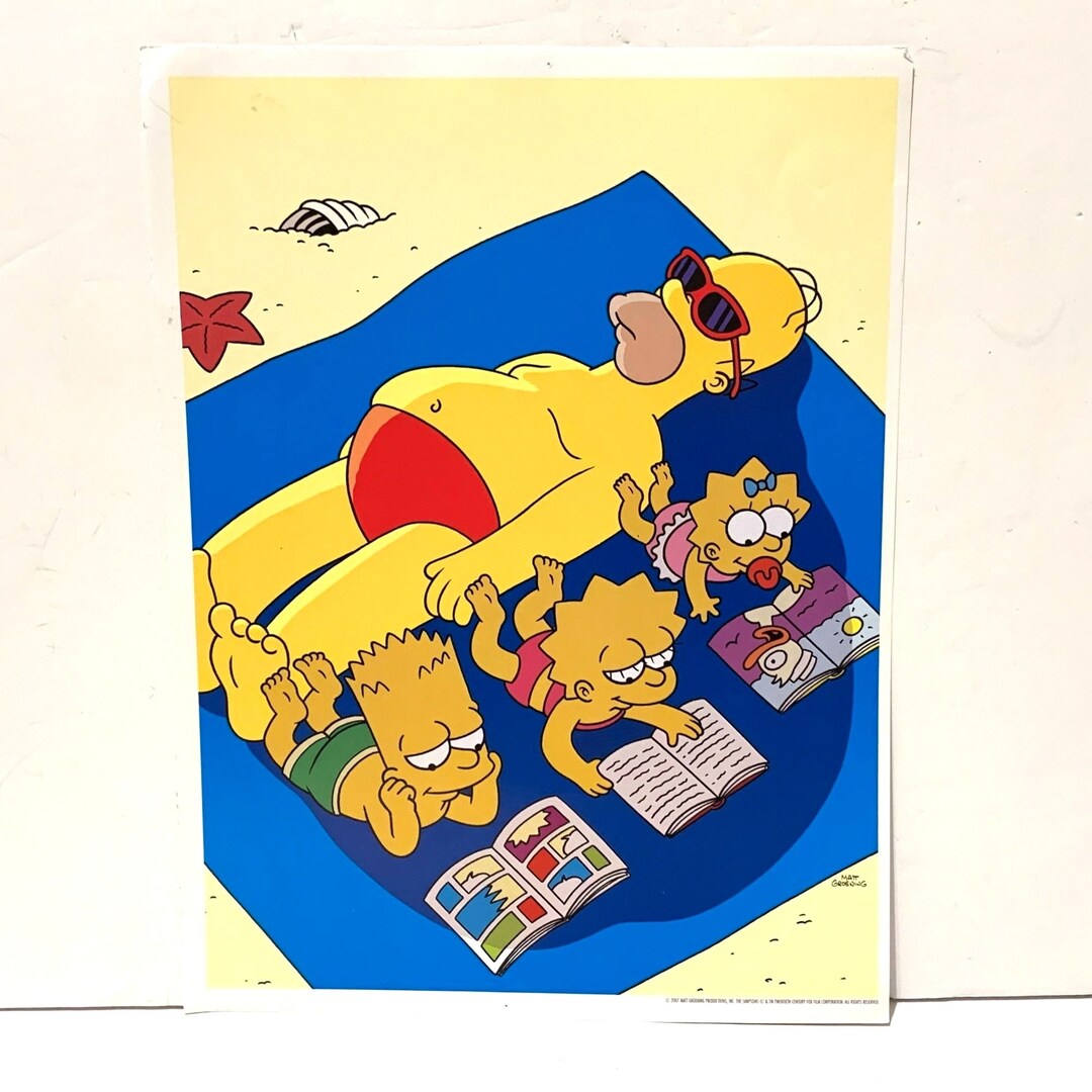 Homer Beach Towel the Simpsons Poster 10.5 X 14 Matt Groening - Etsy