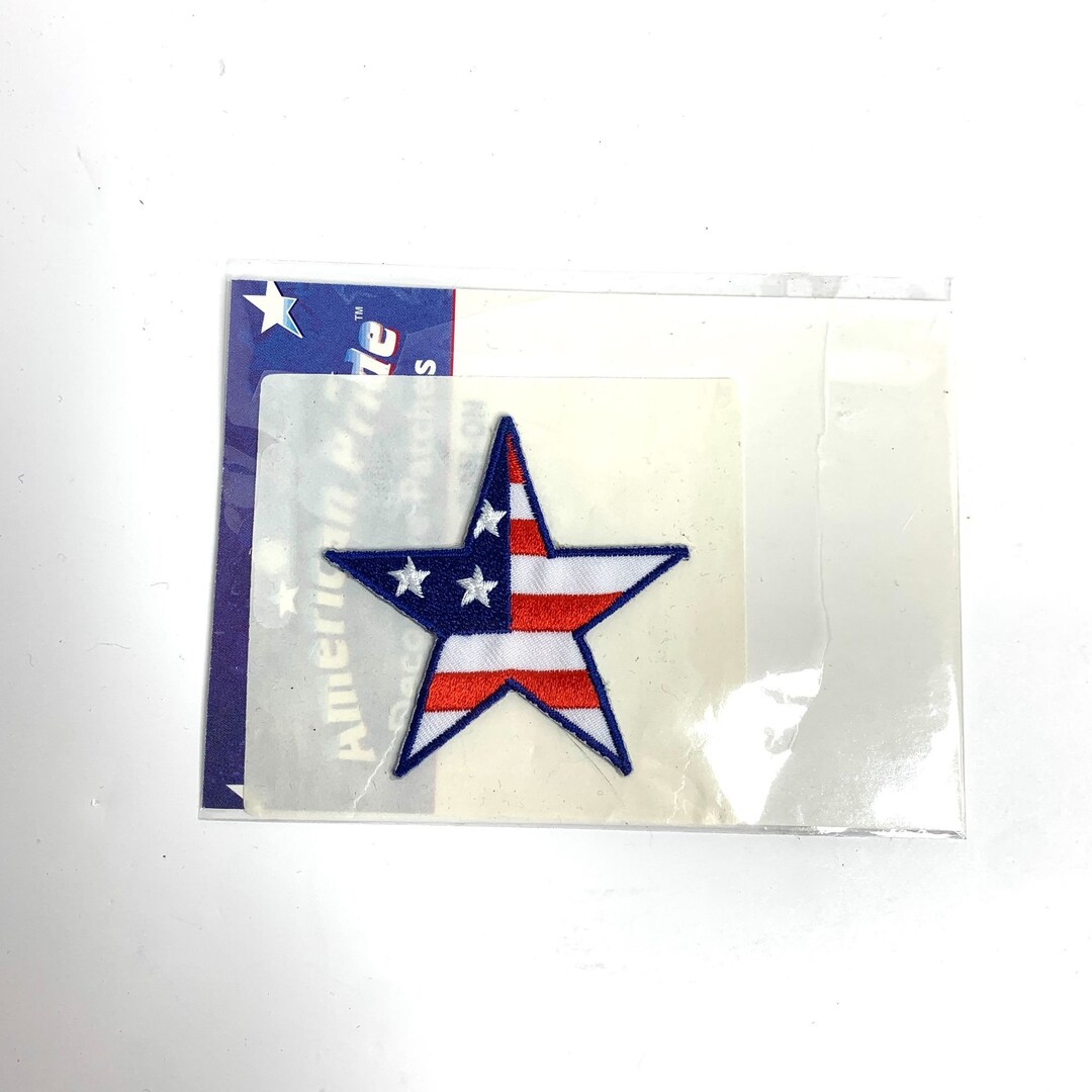 Star Shape American Flag Stick on Iron on Sew on Embroidered Patch Red ...