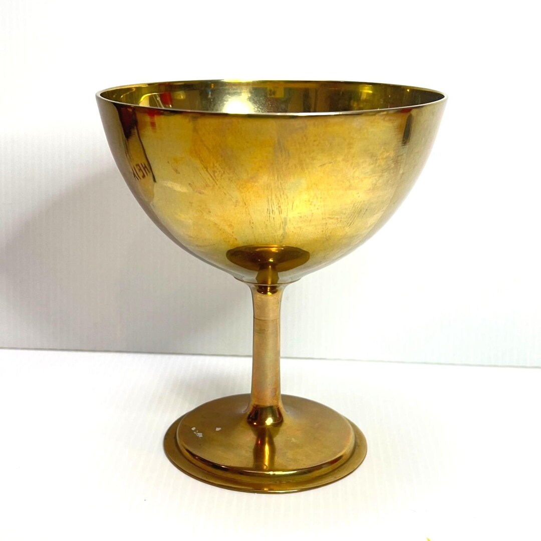 Vintage Brass Goblet Chalice Bowl Footed MCM Decor Dessert Dish - Etsy