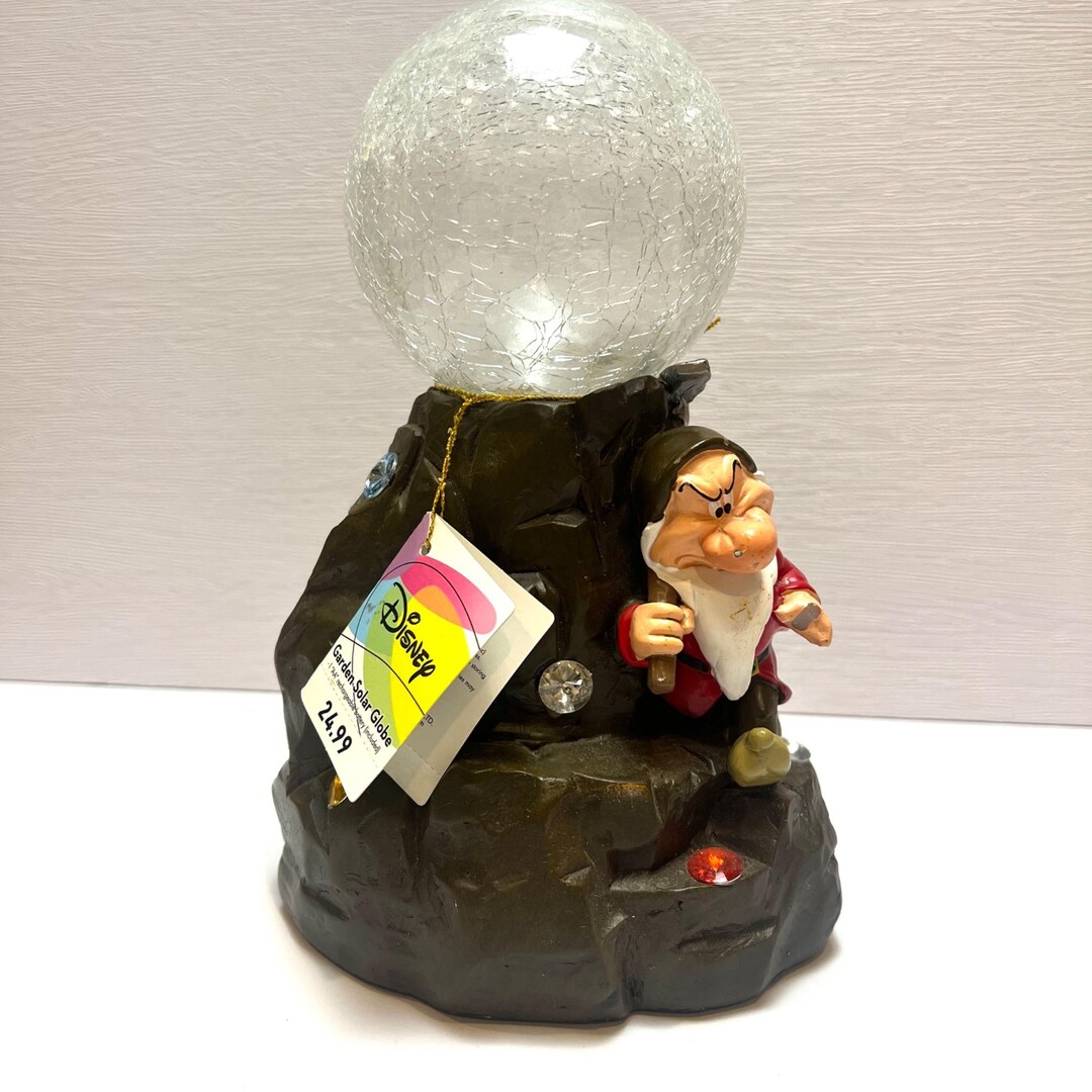 Disney Grumpy Dwarf Garden Solar Globe Light Statue With Crystals Snow ...