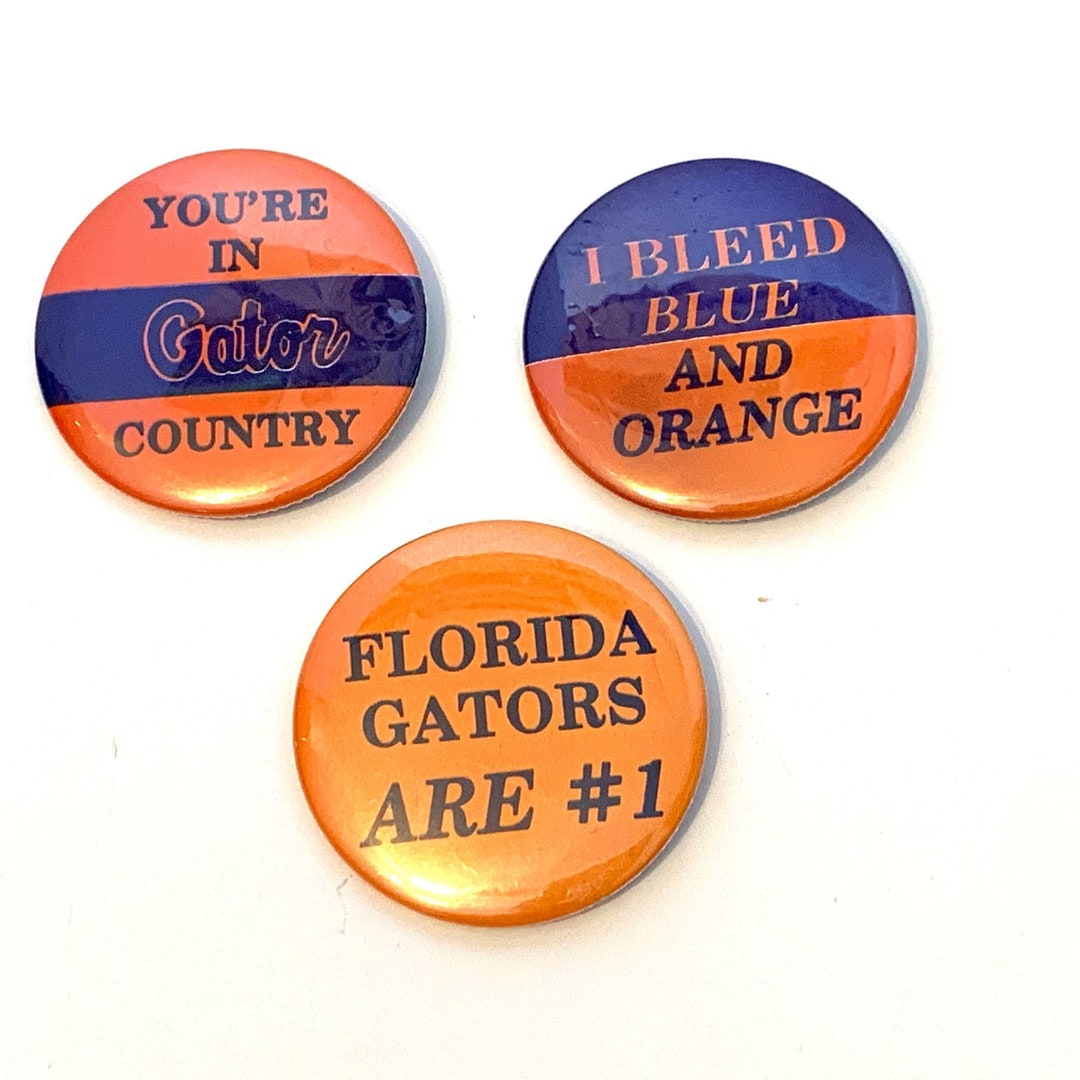 3 Florida Gators Pinback Button Pin I Bleed Blue and Orange Gator ...