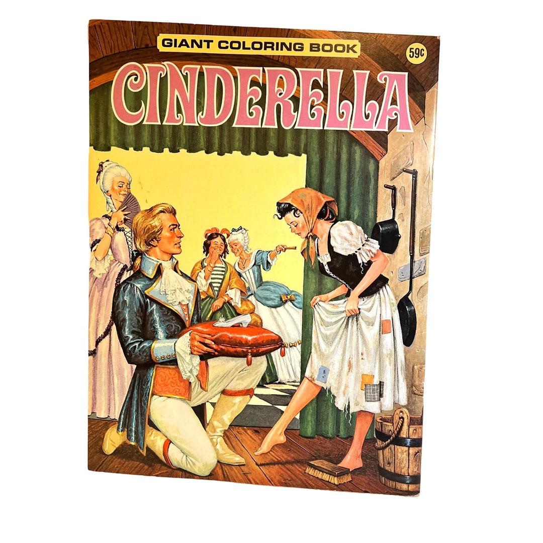 Vintage Cinderella Giant Coloring Book Playmore Inc - Etsy