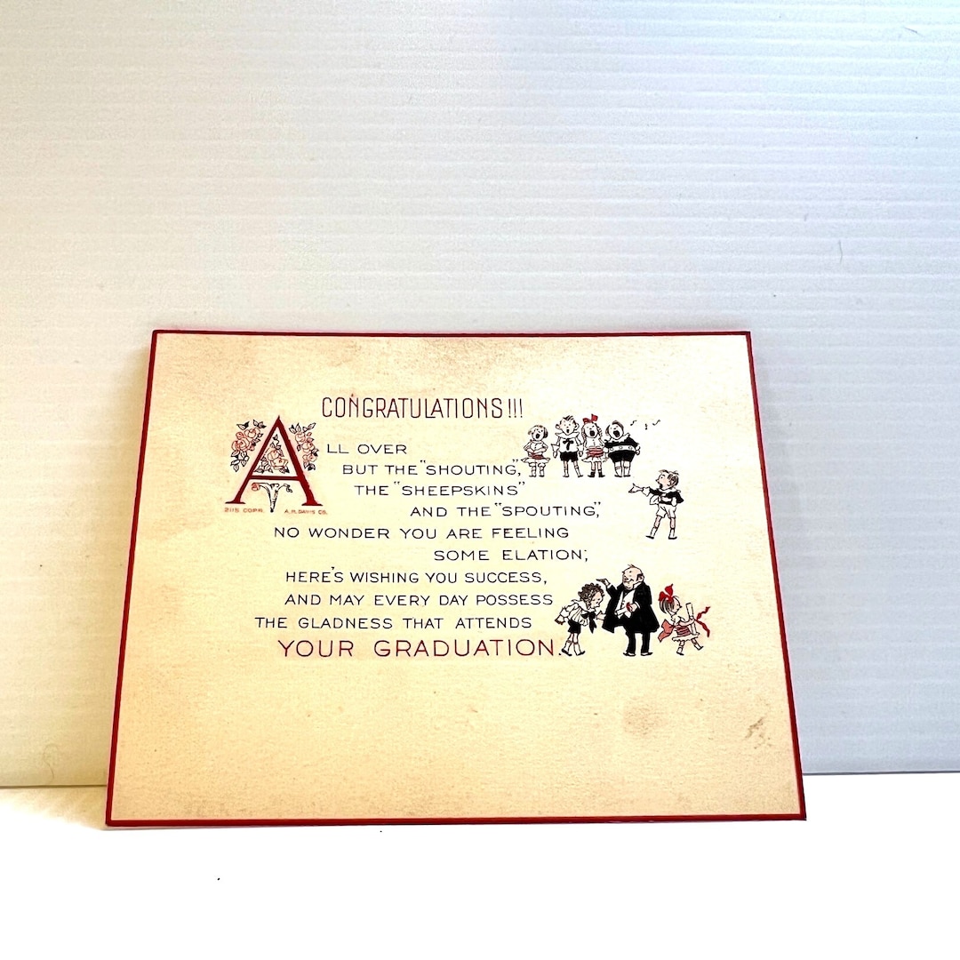 Vintage Graduation Poem Card Congratulations 1940's Embossed ...