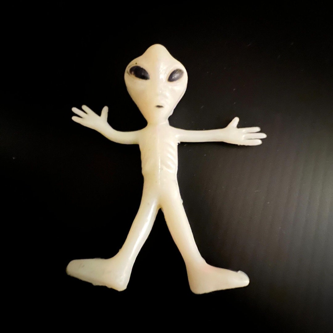 Off White Alien Bendable Bendy Alien Toy Big Eyes the Grays Roswell ...