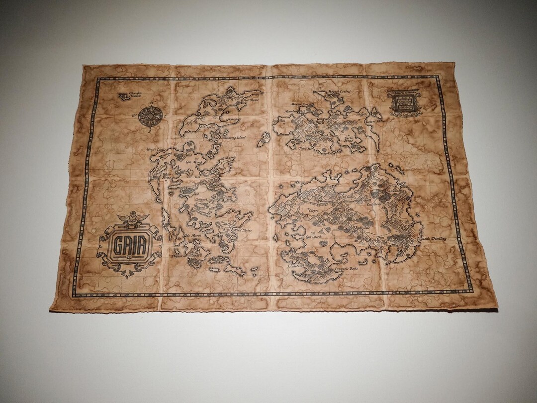 Larger Maps of Gaia From Final Fantasy 9, Aged by Hand, Sizes 11x17 and ...