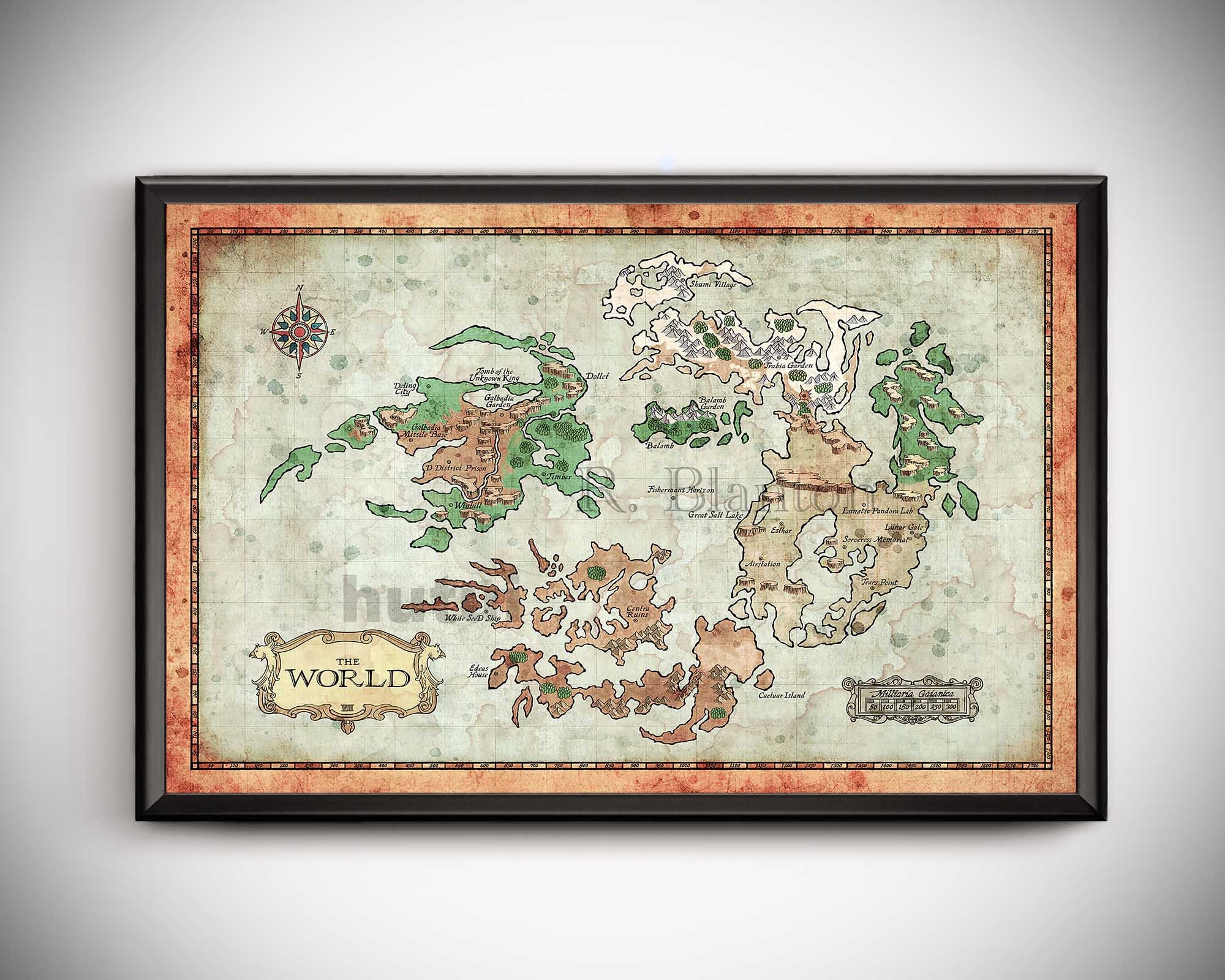Map of the World From Final Fantasy VIII World Map Final | Etsy