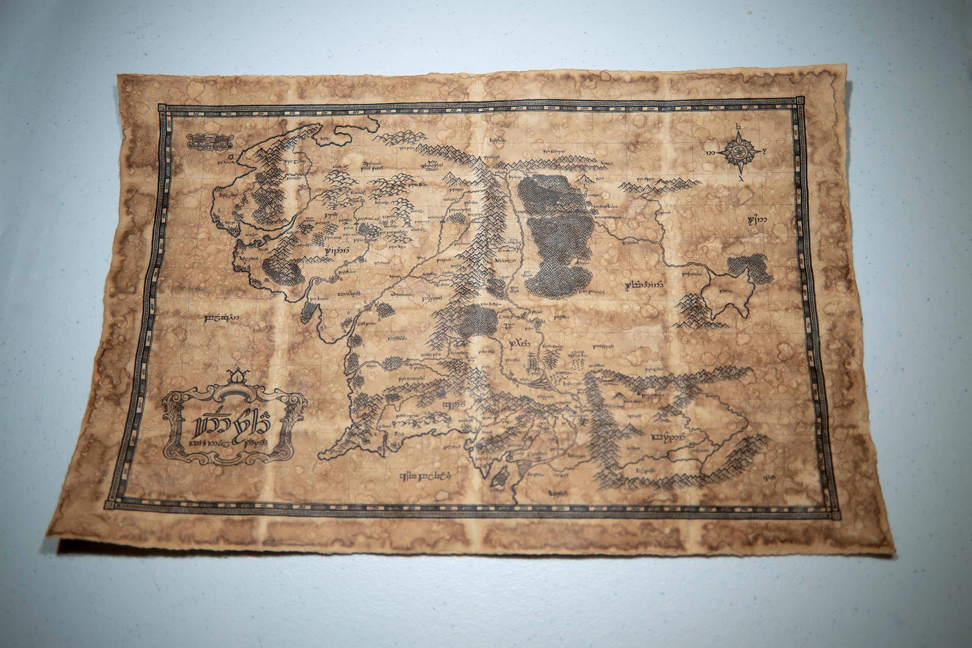 Hand-aged Middle Earth Map, Tengwar Script, Tolkien Art - Etsy