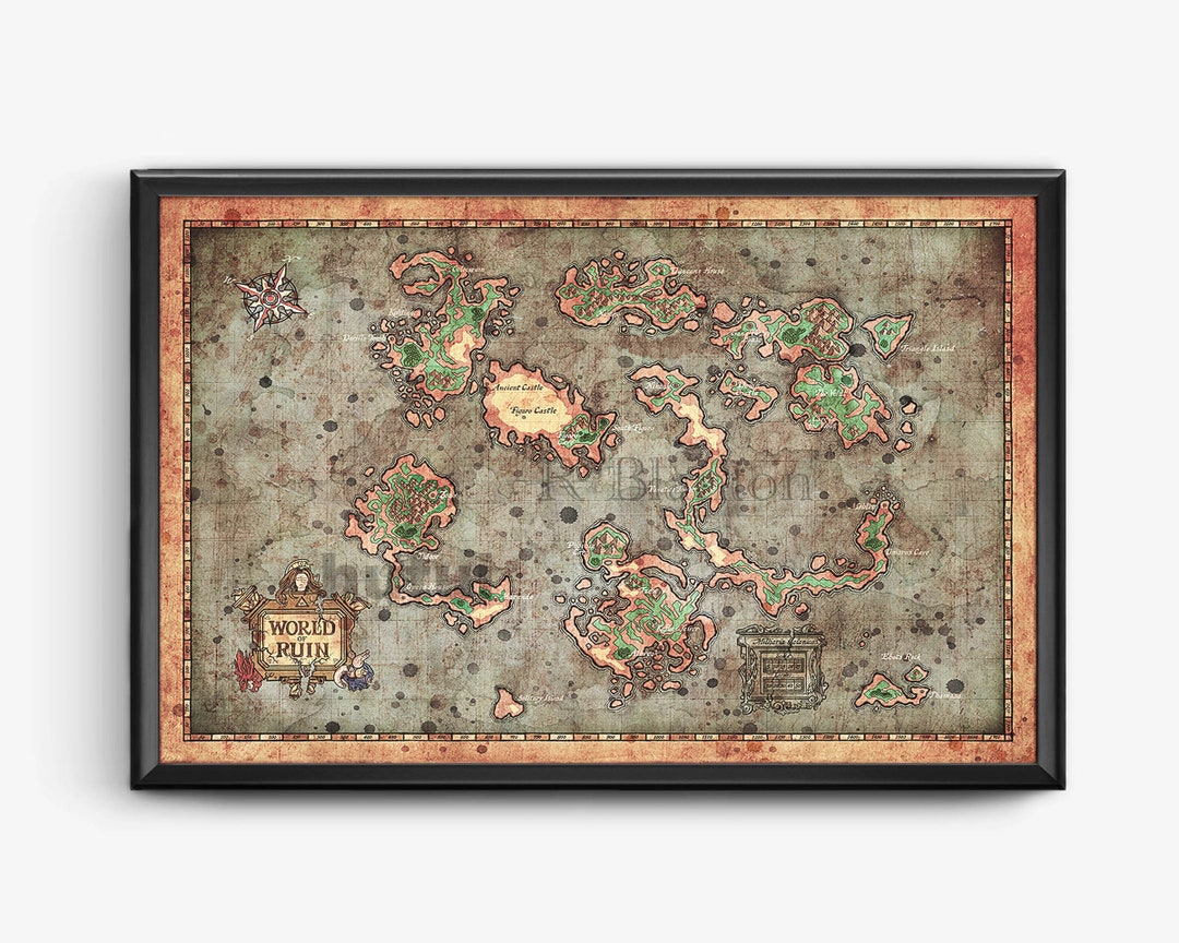 World of Ruin Map From Final Fantasy VI - World Map - Final Fantasy 6 ...