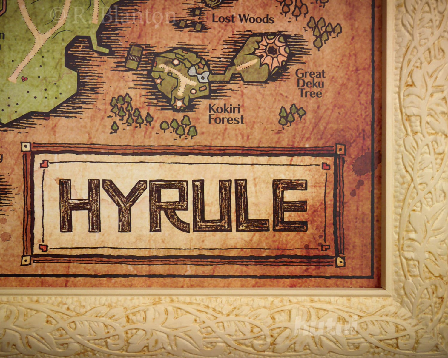 Map of Hyrule from Legend of Zelda, Ocarina of Time - English or Hylian ...