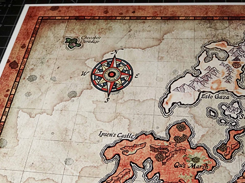 Map of Gaia From Final Fantasy IX - World Map - Final Fantasy 9 - 11x17 ...