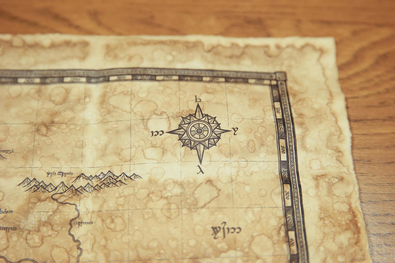 Hand-aged Middle Earth Map, Tengwar Script, Tolkien Art - Etsy