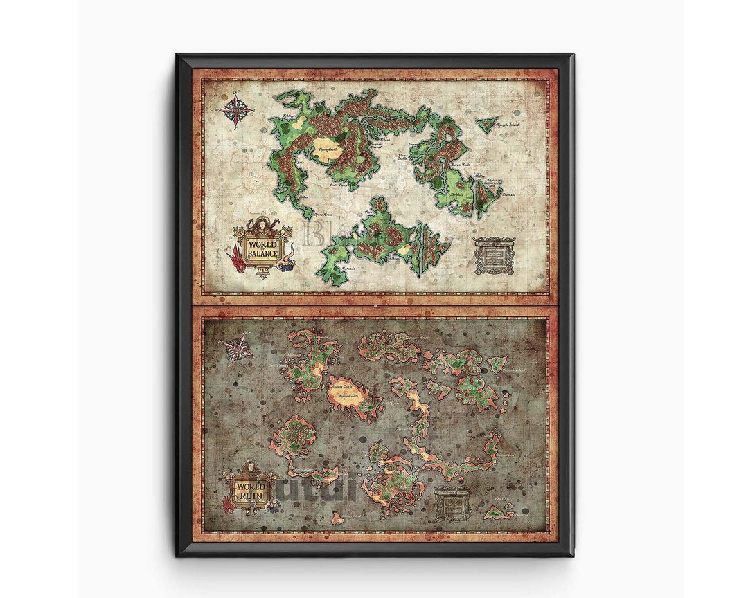 World of Balance / World of Ruin Map From Final Fantasy VI - World Map ...