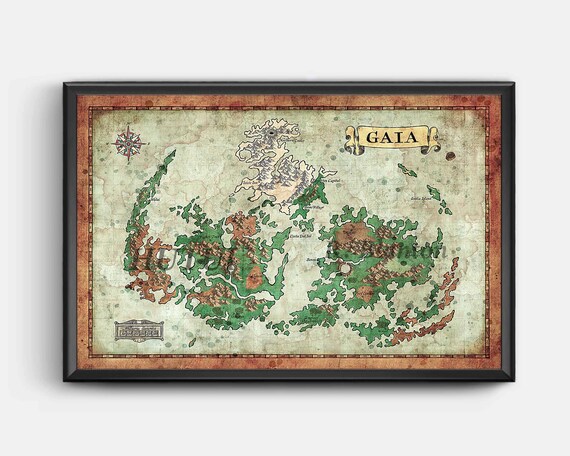 Map of Gaia From Final Fantasy VII World Map 11x17 or | Etsy UK
