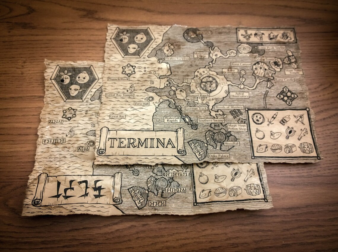 Zelda Map Hyrule Map Termina Map Legend of Zelda Ocarina - Etsy Norway