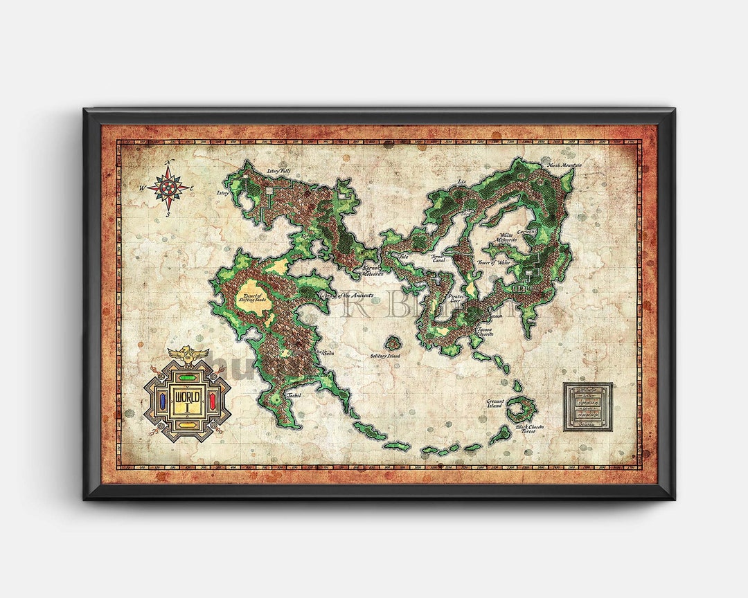 Map From Final Fantasy V - World 1 Map - Final Fantasy 5 - 11x17 or ...