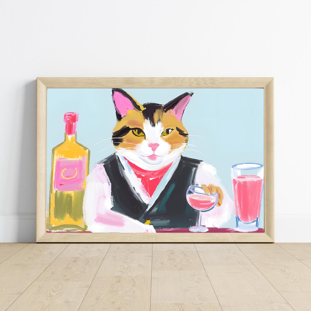 Funny Cat Paintings | Quirky Cat Print, Kitten Poster | Perfect Gift ...