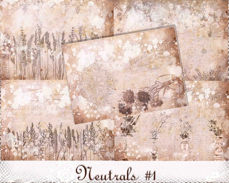 Neutrals 1 Digital Paper Download Shabby Chic Whimsical - Etsy